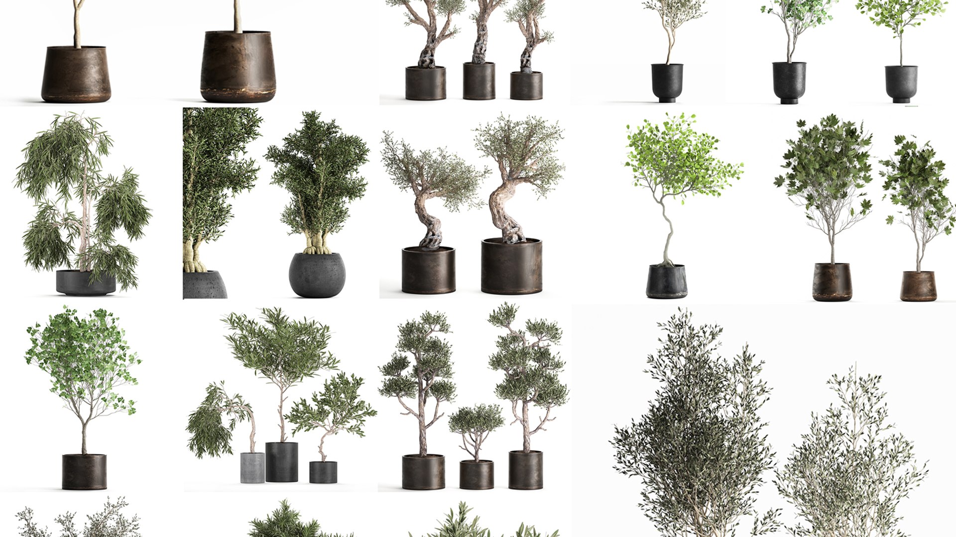 Collection Of Decorative Trees 31 Pieces 3D Model - TurboSquid 1816832