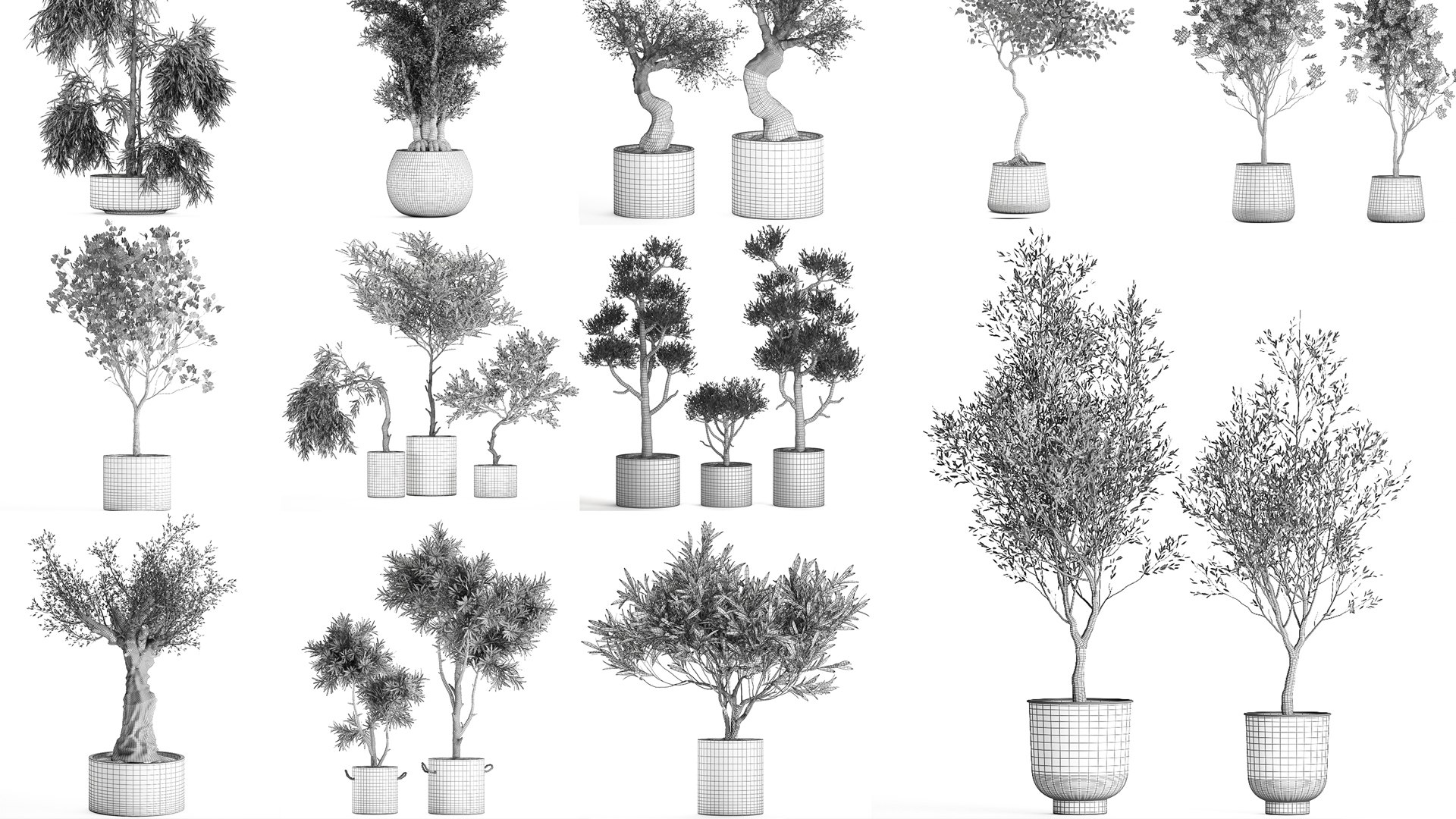Collection Of Decorative Trees 31 Pieces 3D Model - TurboSquid 1816832