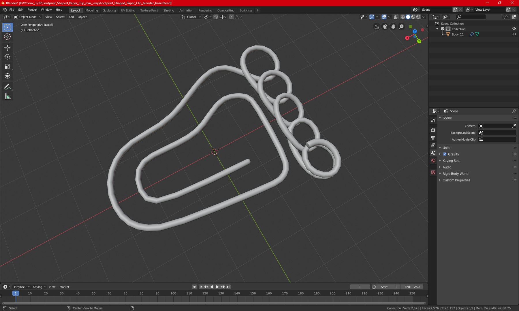Footprint Shaped Paper Clip 3D Model - TurboSquid 2194209