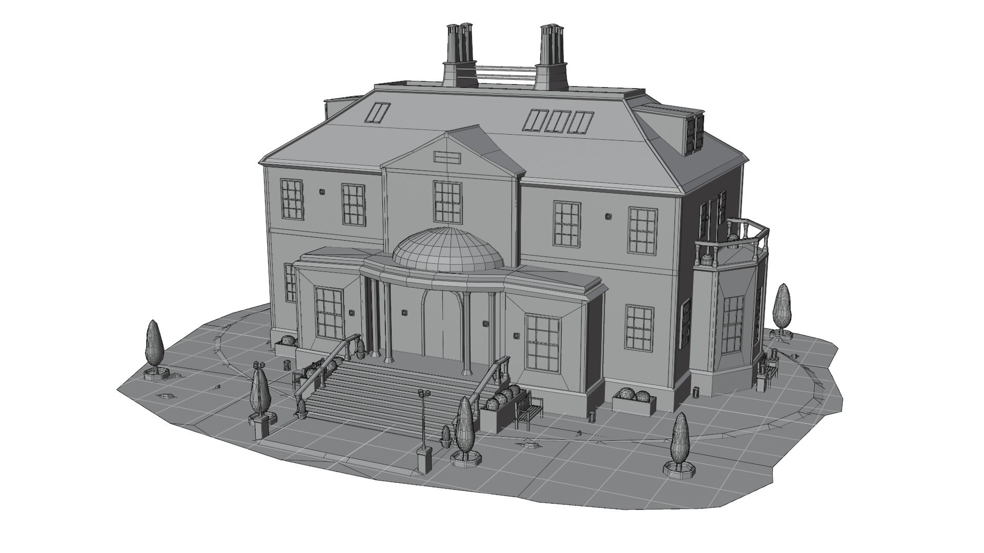 3D - Manor House Model - TurboSquid 1694796