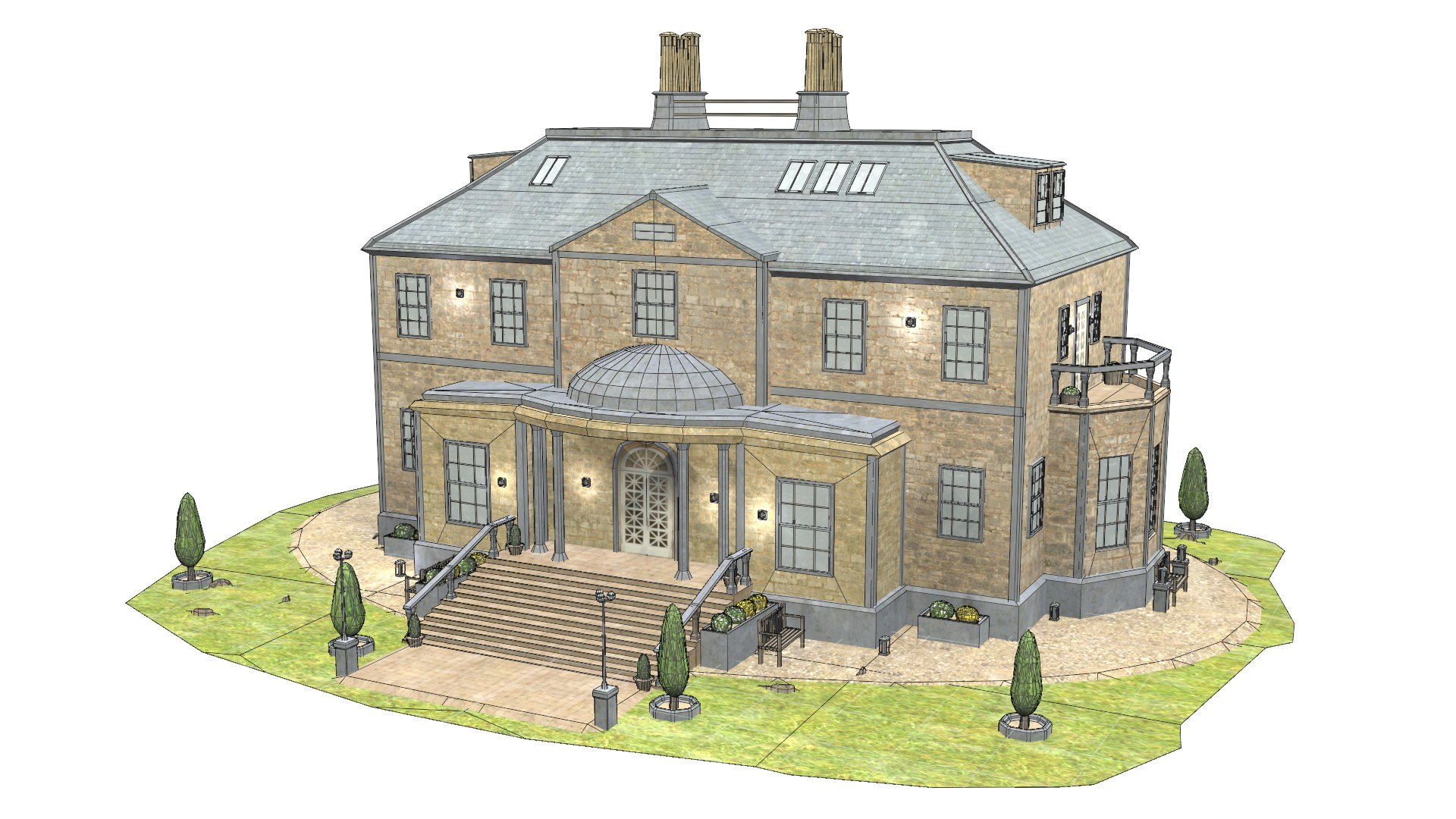 3D - Manor House Model - TurboSquid 1694796