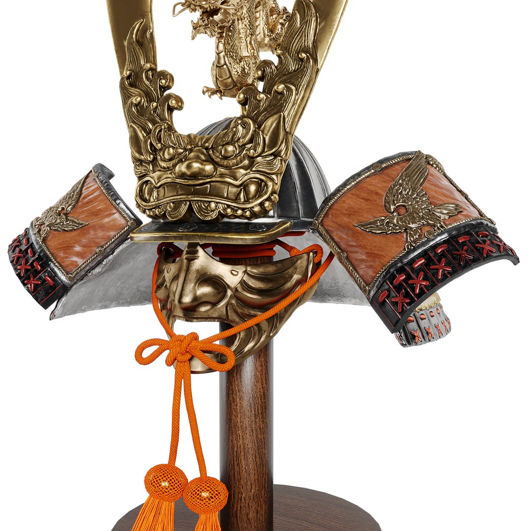 Japanese Fabulous Samurai Helmet Dragon With A Mask 3D Model ...