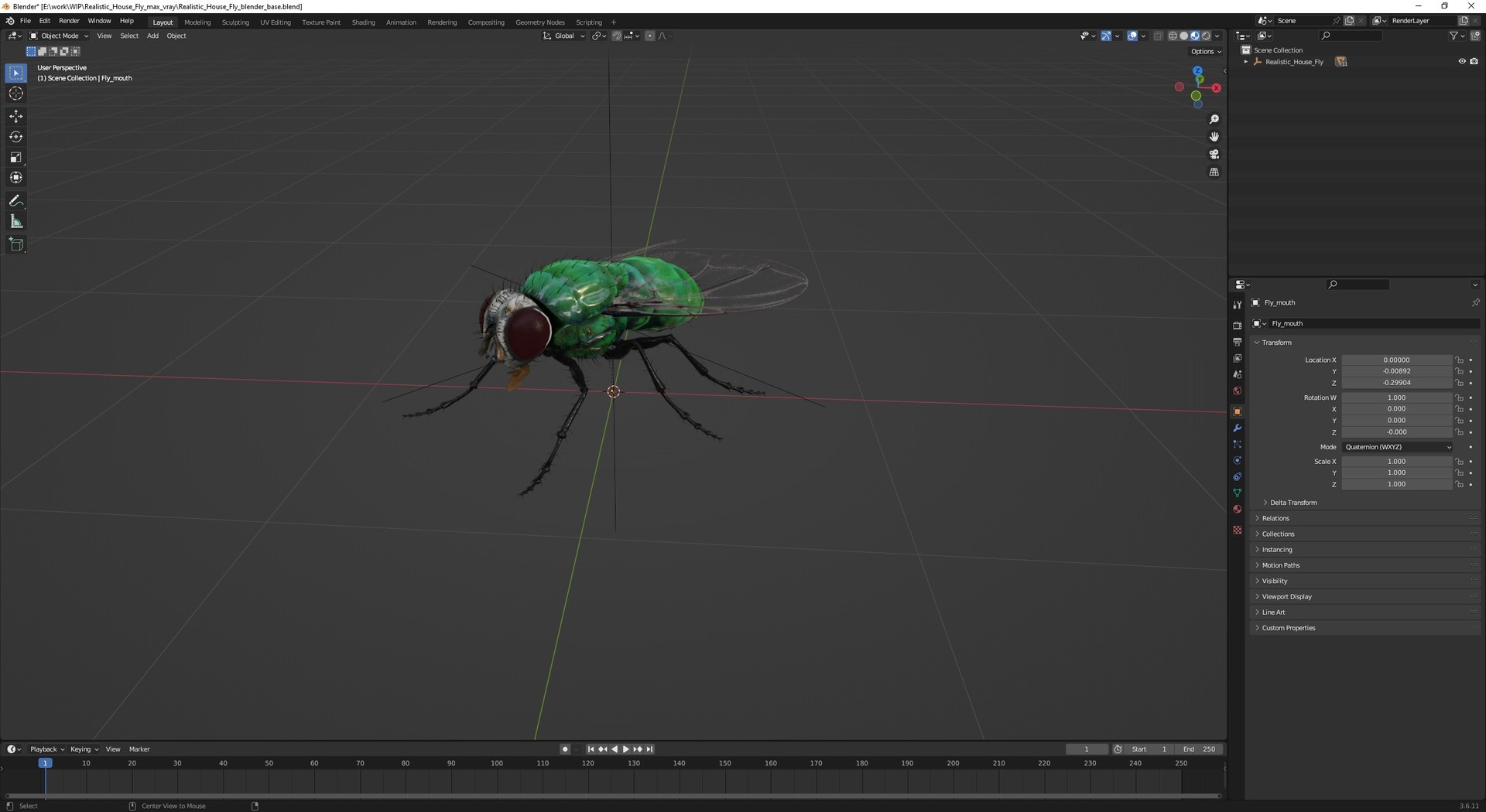 3D Realistic House Fly Model - TurboSquid 2329716