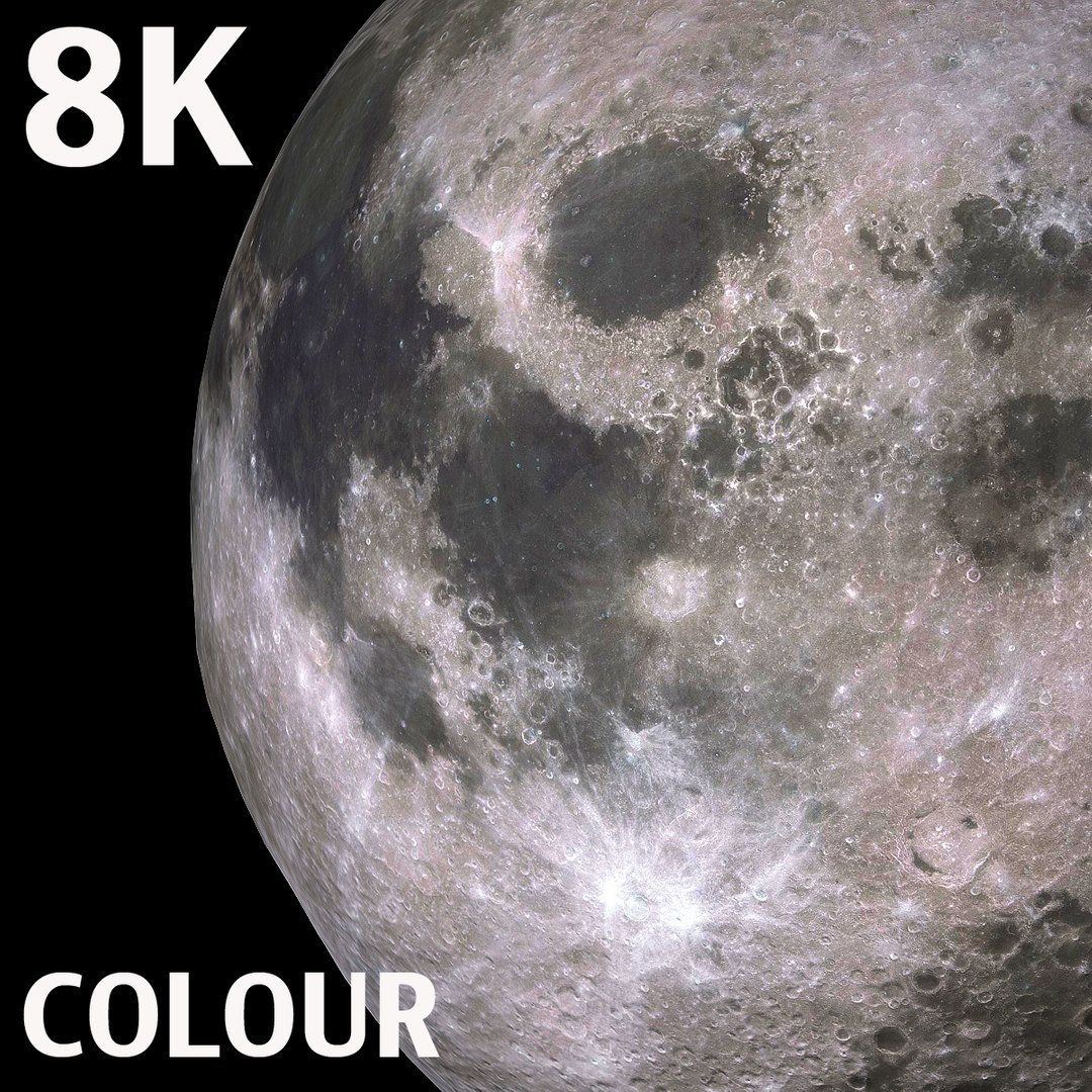 8k colour moon 3d model