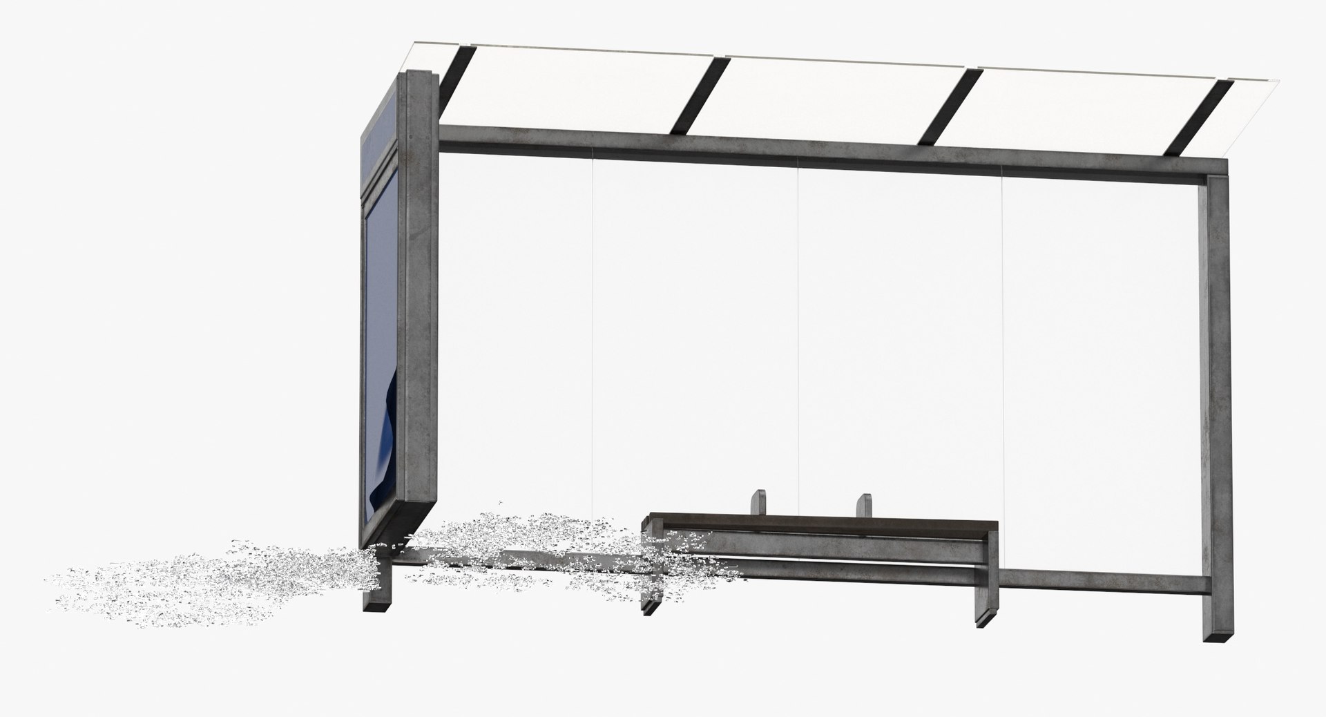3D Bus Stop 02 Damaged - TurboSquid 1952811