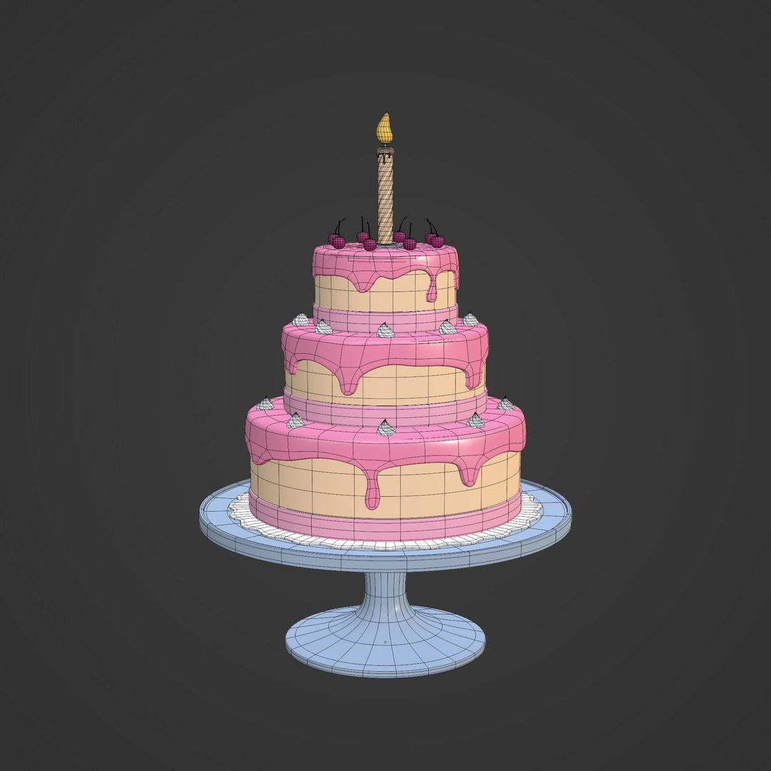 3D Cartoon Birthday Cake - TurboSquid 1848344