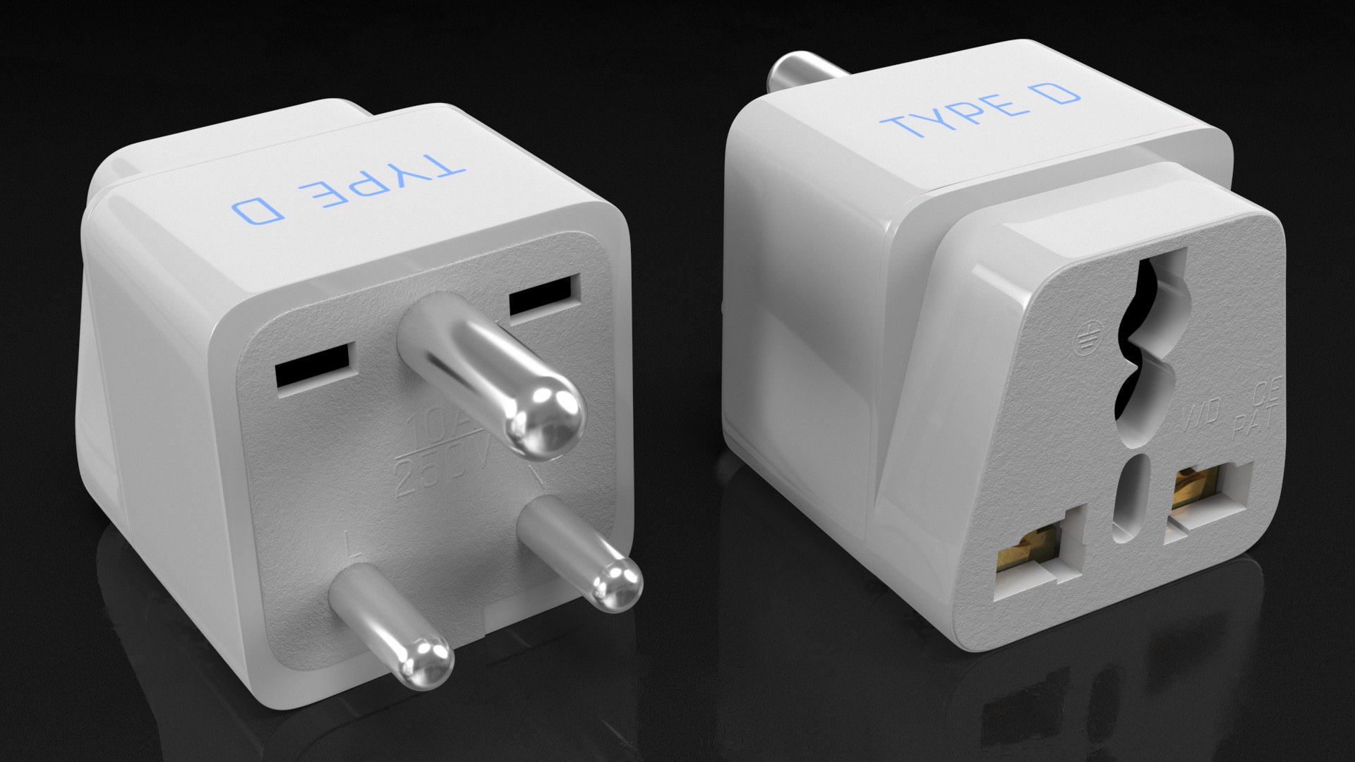 3D Model Type D Electrical Plug Adapter White - TurboSquid 1839406