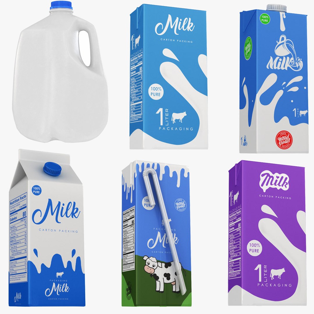 Milk Box And Gallon Collection 6 In 1 3D Model - TurboSquid 2278755