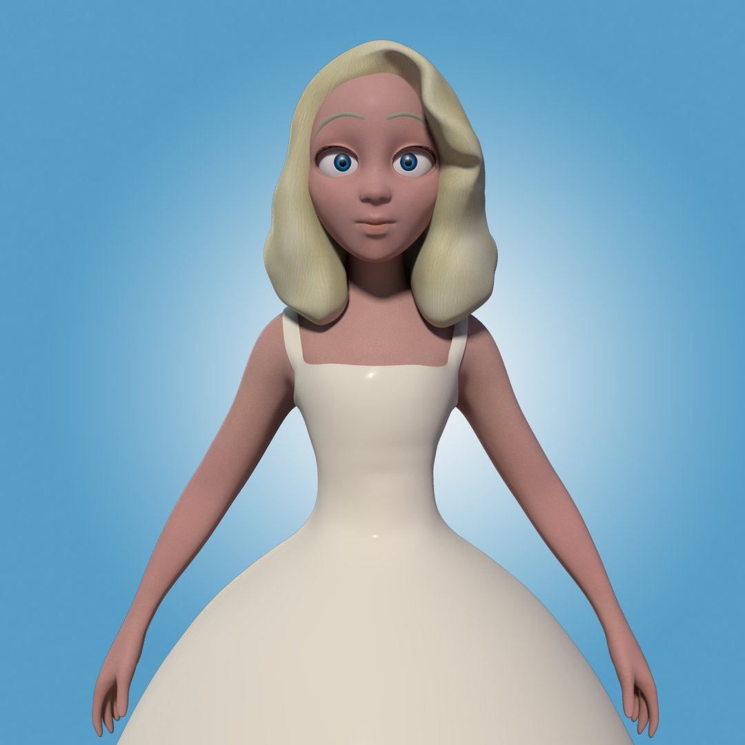 3d bride cartoon character model