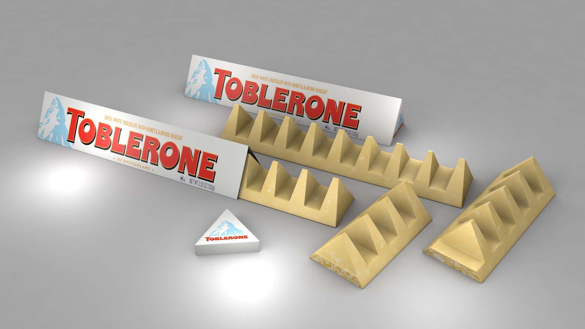 3D Toblerone White Chocolate Bar Model - TurboSquid 2166470