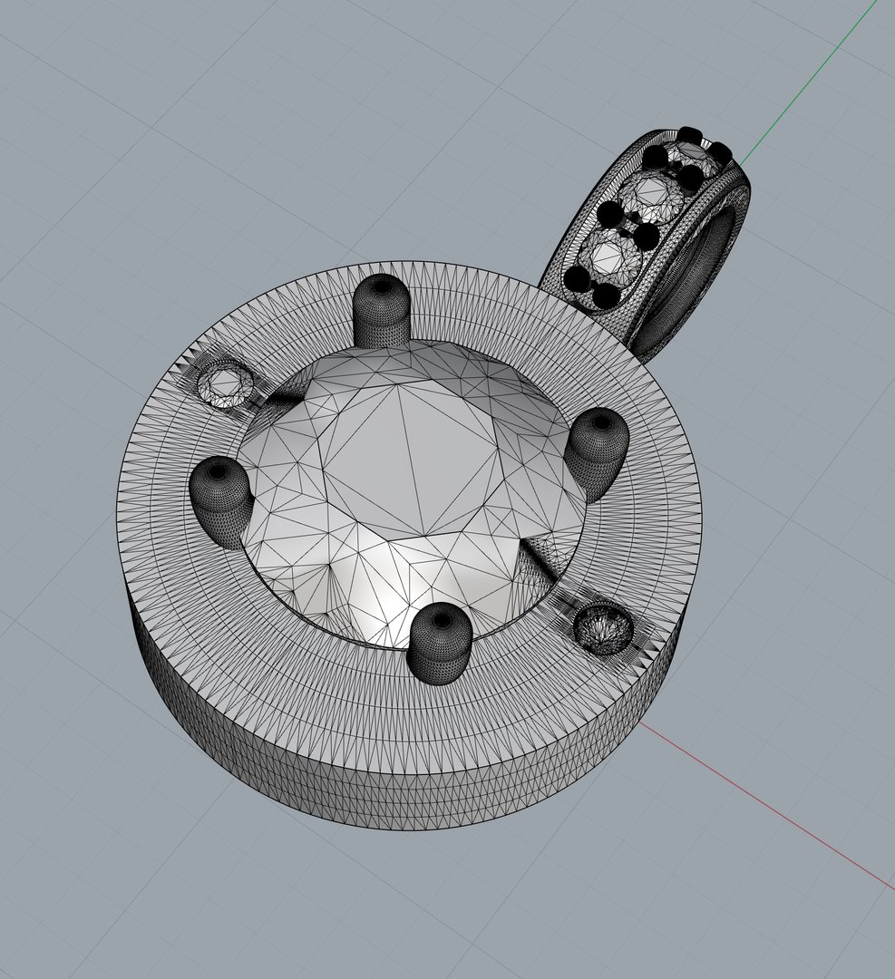 1ct Diamond Charm Pendant CAD 3d Model - Ready for 3D Printing Casting ...
