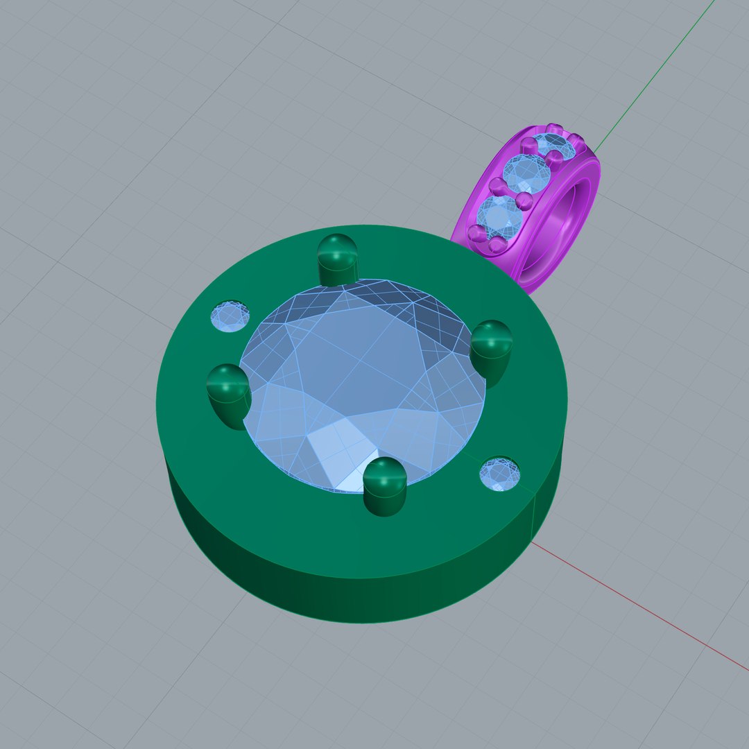 1ct Diamond Charm Pendant CAD 3d Model - Ready for 3D Printing Casting ...