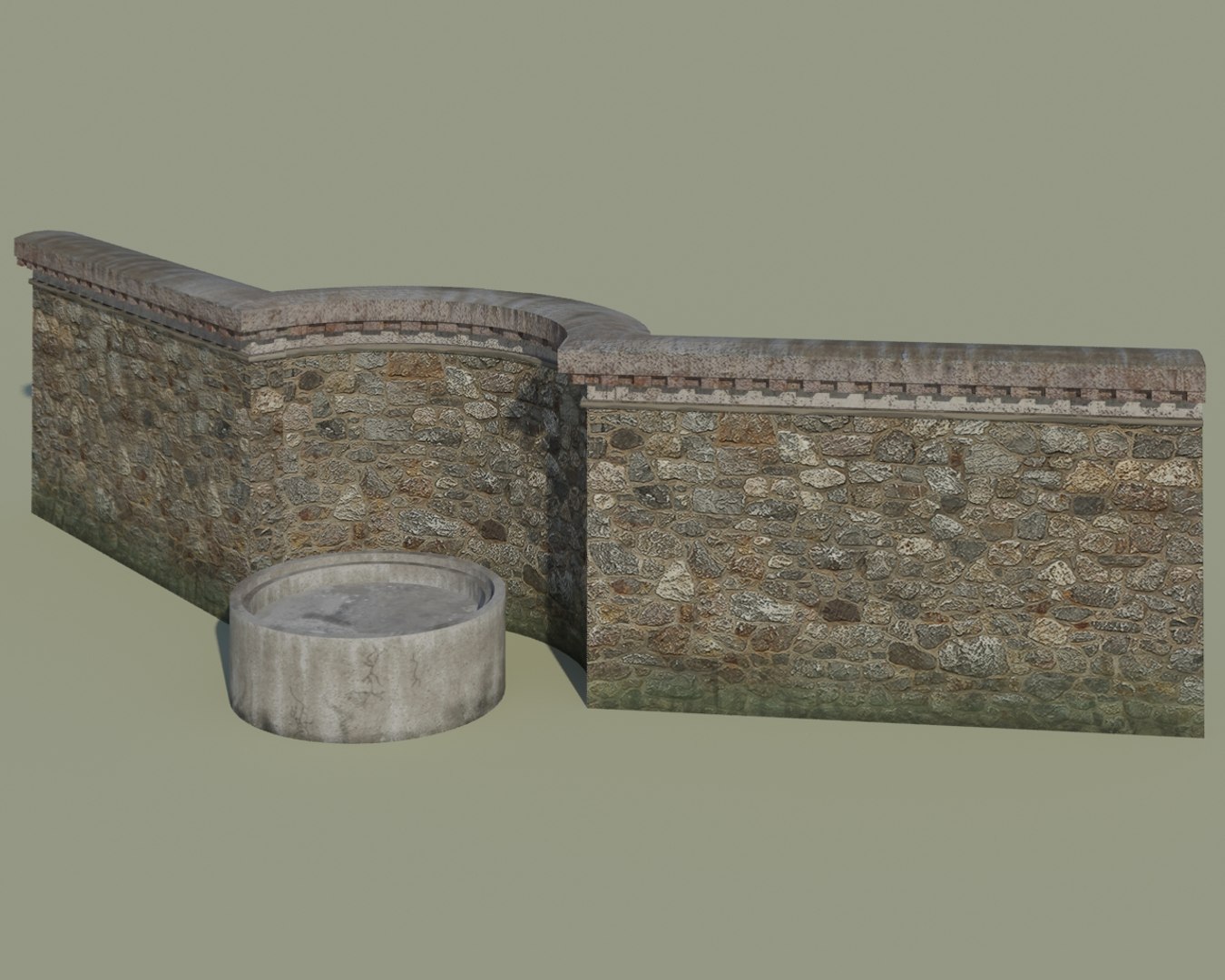3d Model Of Old Stone Wall