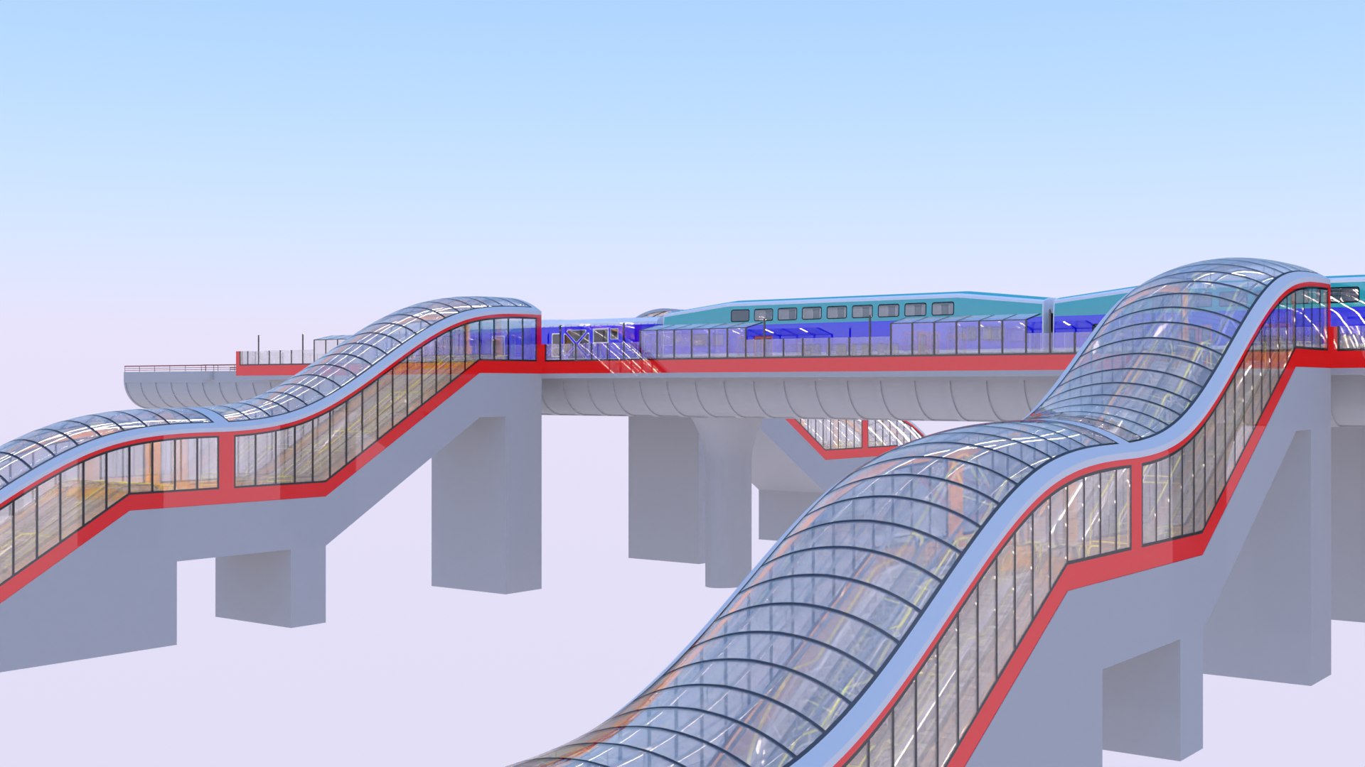 3D Station With BiLevel Train V - TurboSquid 2318582