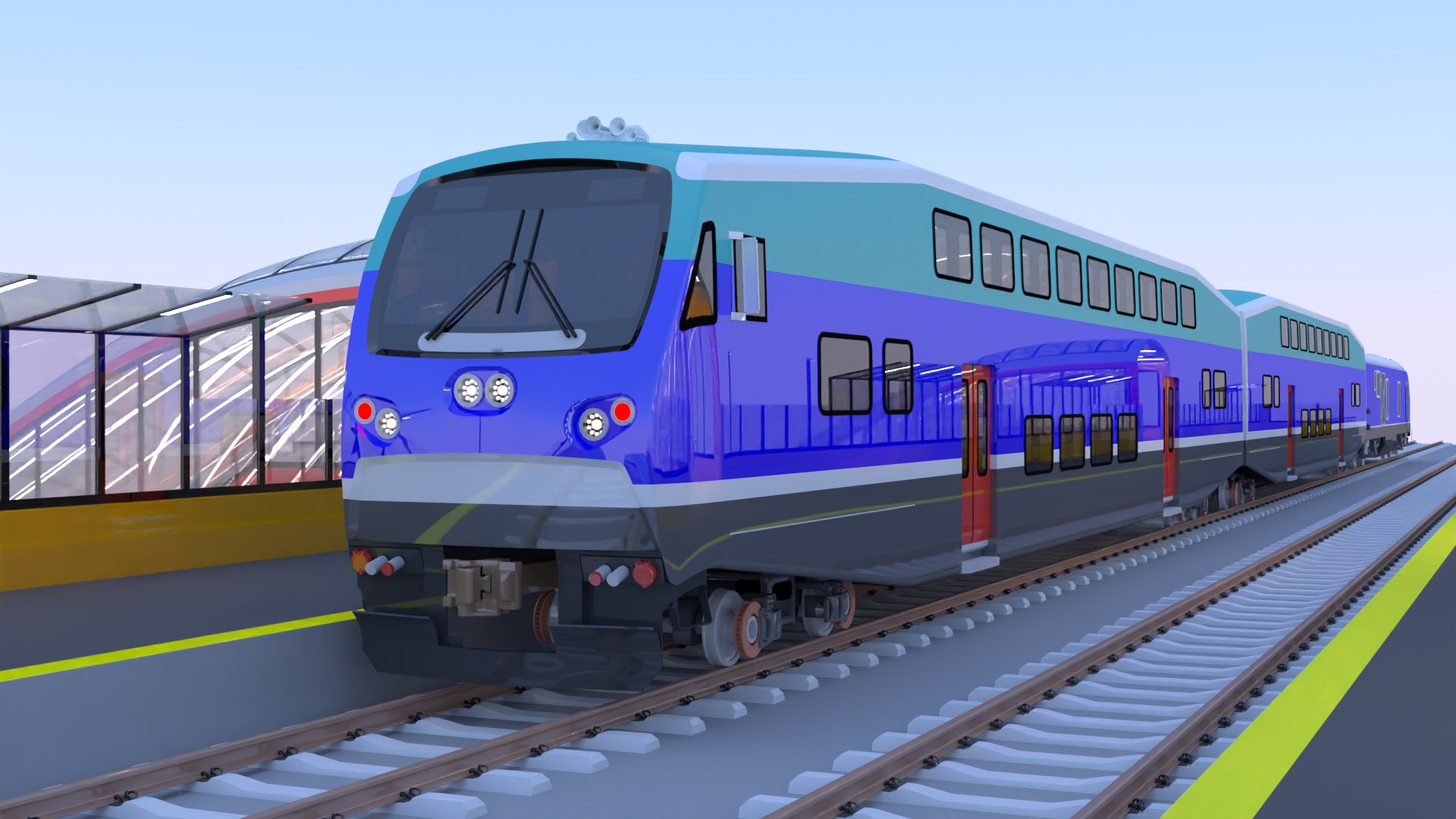 3D Station With BiLevel Train V - TurboSquid 2318582