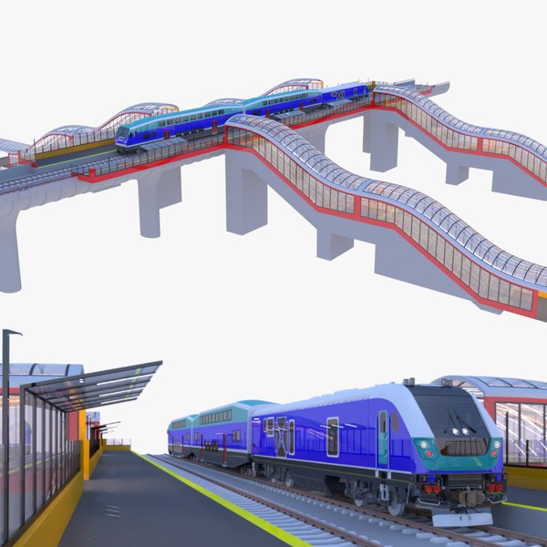 BiLevel 열차 V가 있는 역 3D 모델 - TurboSquid 2318582