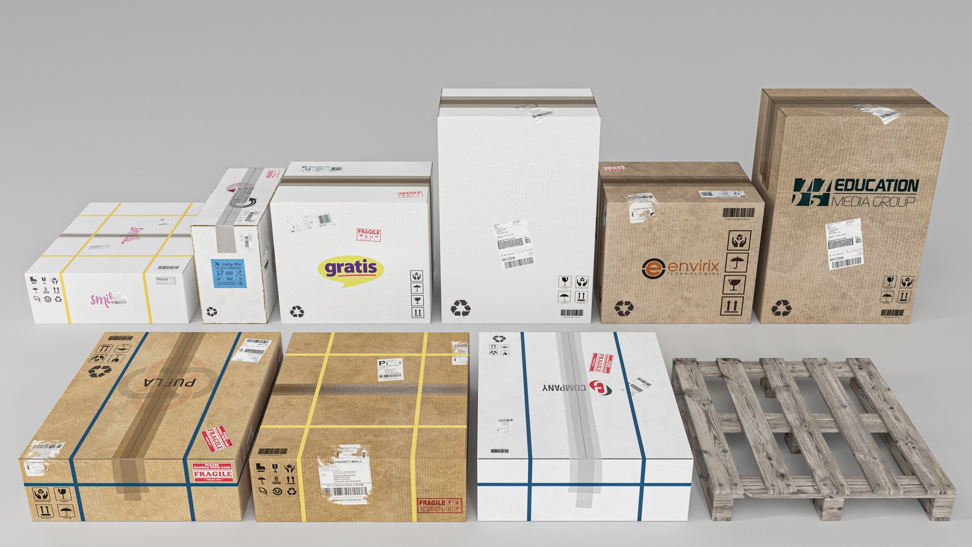 Cardboard Boxes Metal Shelve Wooden Pallet 1 Model - TurboSquid 1732796