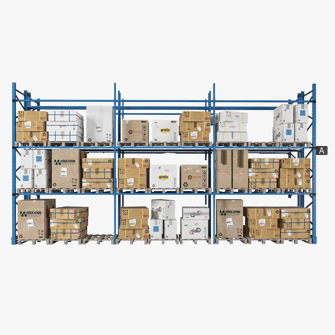 Cardboard Boxes Metal Shelve Wooden Pallet 1 Model - TurboSquid 1732796
