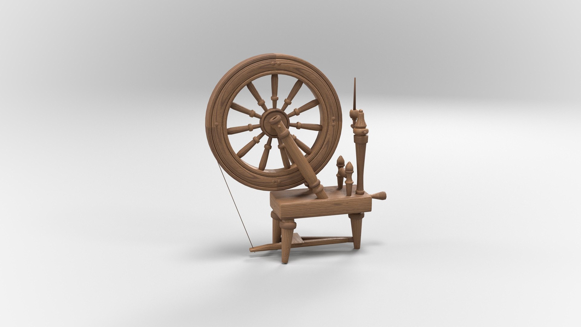 3D Stylized Wooden Spinning Wheel - TurboSquid 2149548
