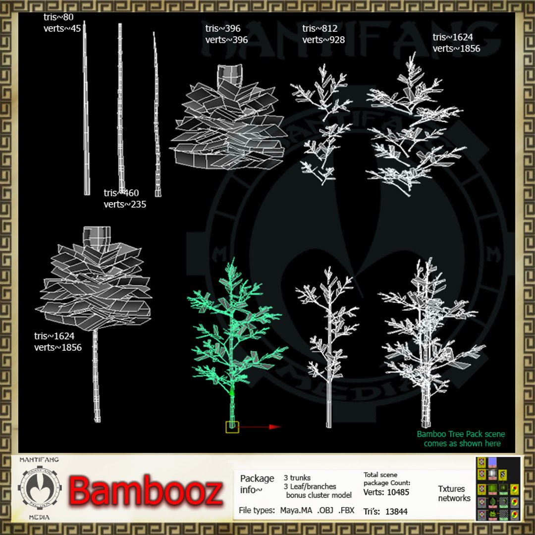 3d model bamboo tree pack