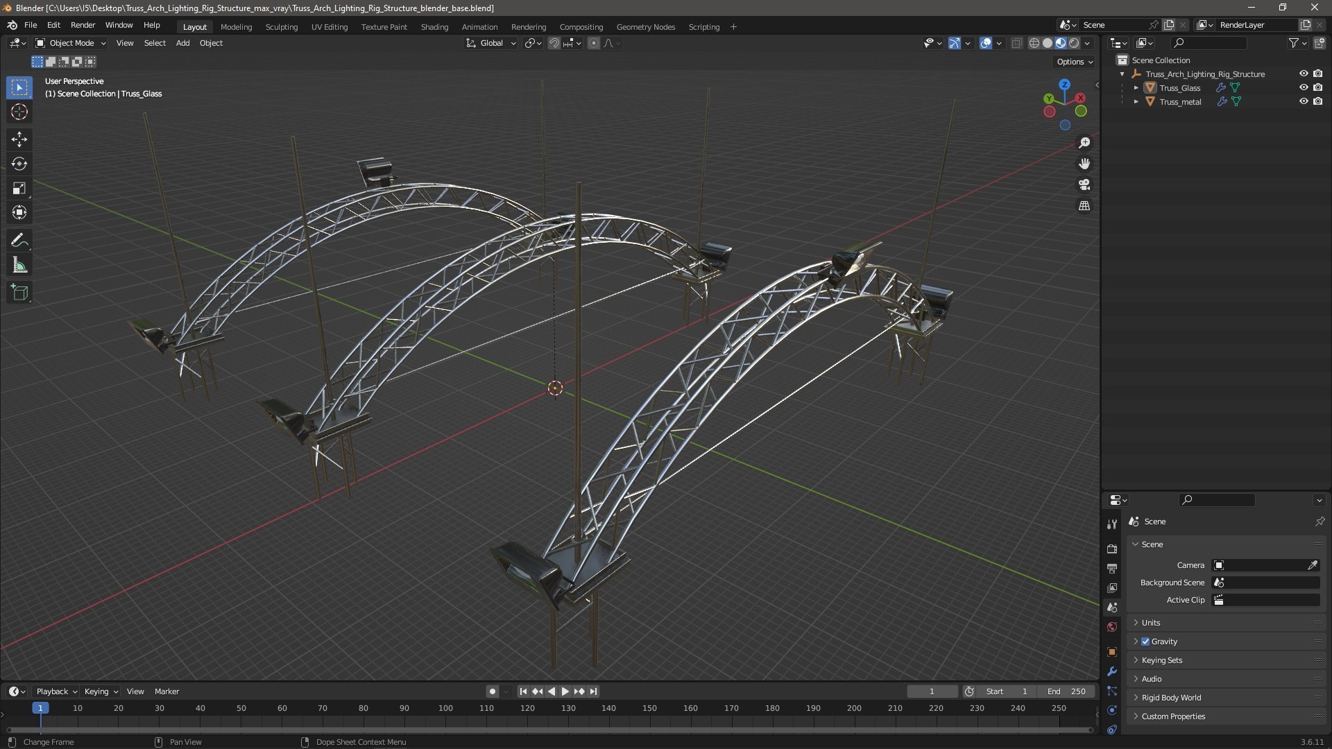 3D Truss Arch Lighting Rig Structure - TurboSquid 2302468