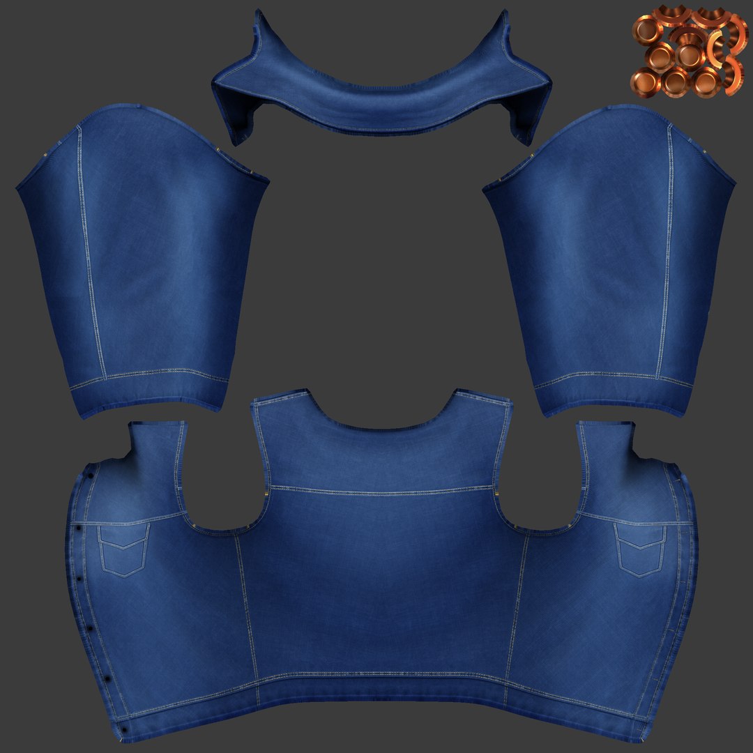 3D Model Unbuttoned Denim Crop Jacket - TurboSquid 1984452