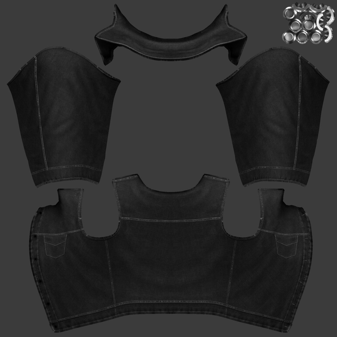 3D Model Unbuttoned Denim Crop Jacket - TurboSquid 1984452