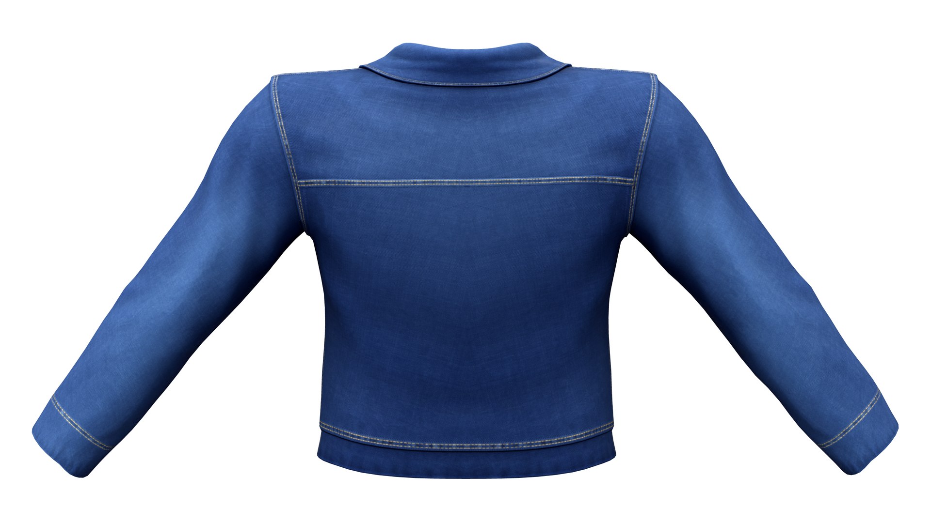 3D Model Unbuttoned Denim Crop Jacket - TurboSquid 1984452
