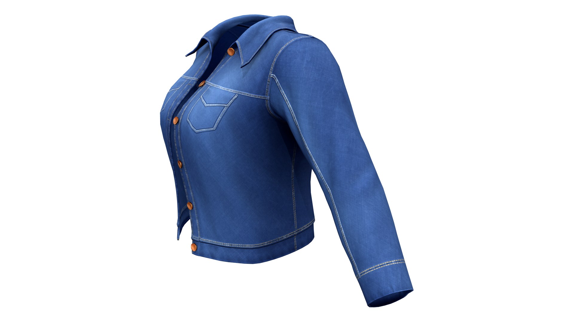 3D Model Unbuttoned Denim Crop Jacket - TurboSquid 1984452