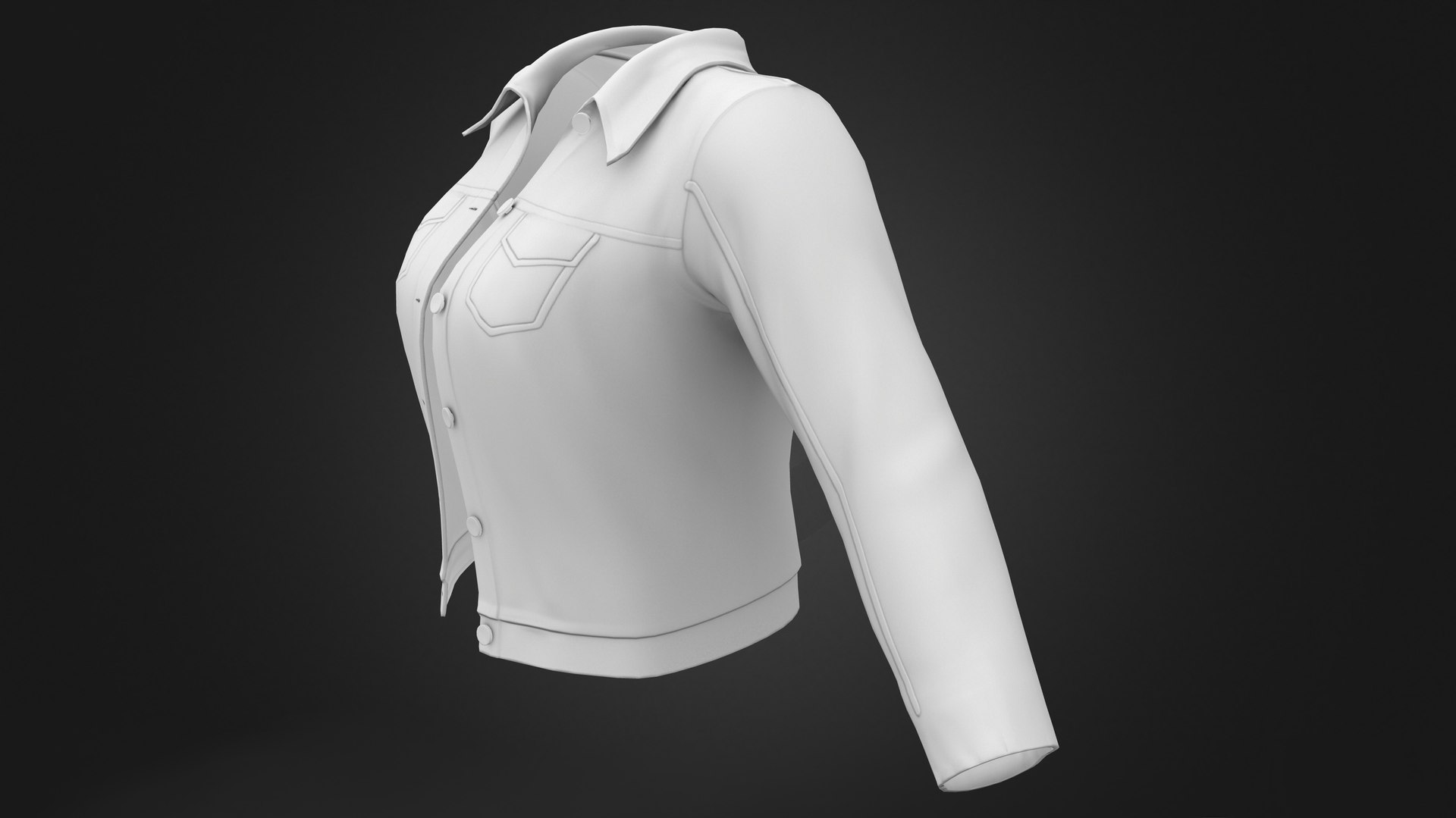 3D Model Unbuttoned Denim Crop Jacket - TurboSquid 1984452