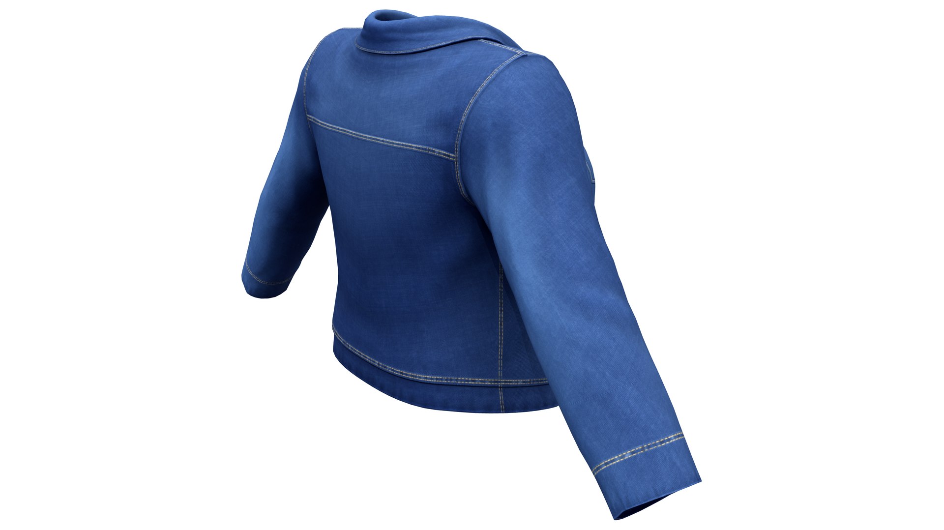 3D Model Unbuttoned Denim Crop Jacket - TurboSquid 1984452