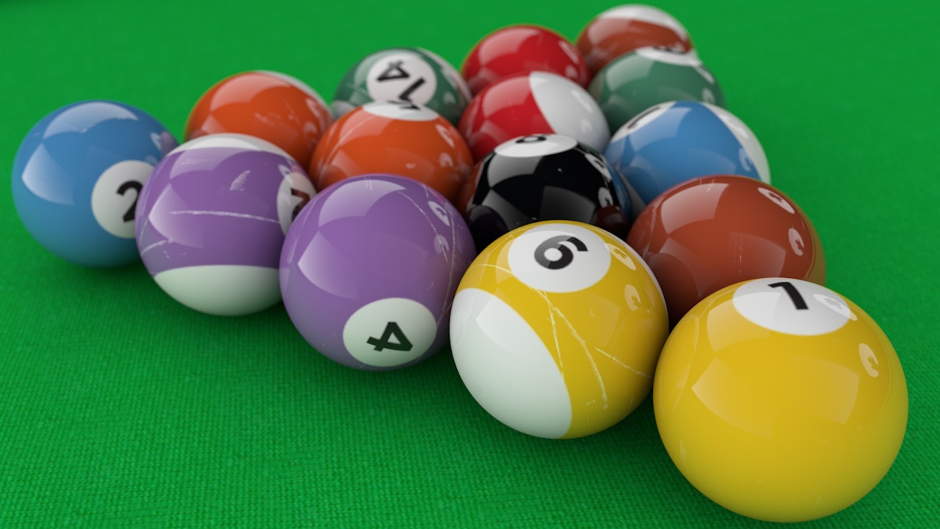 set billiard balls 3d model