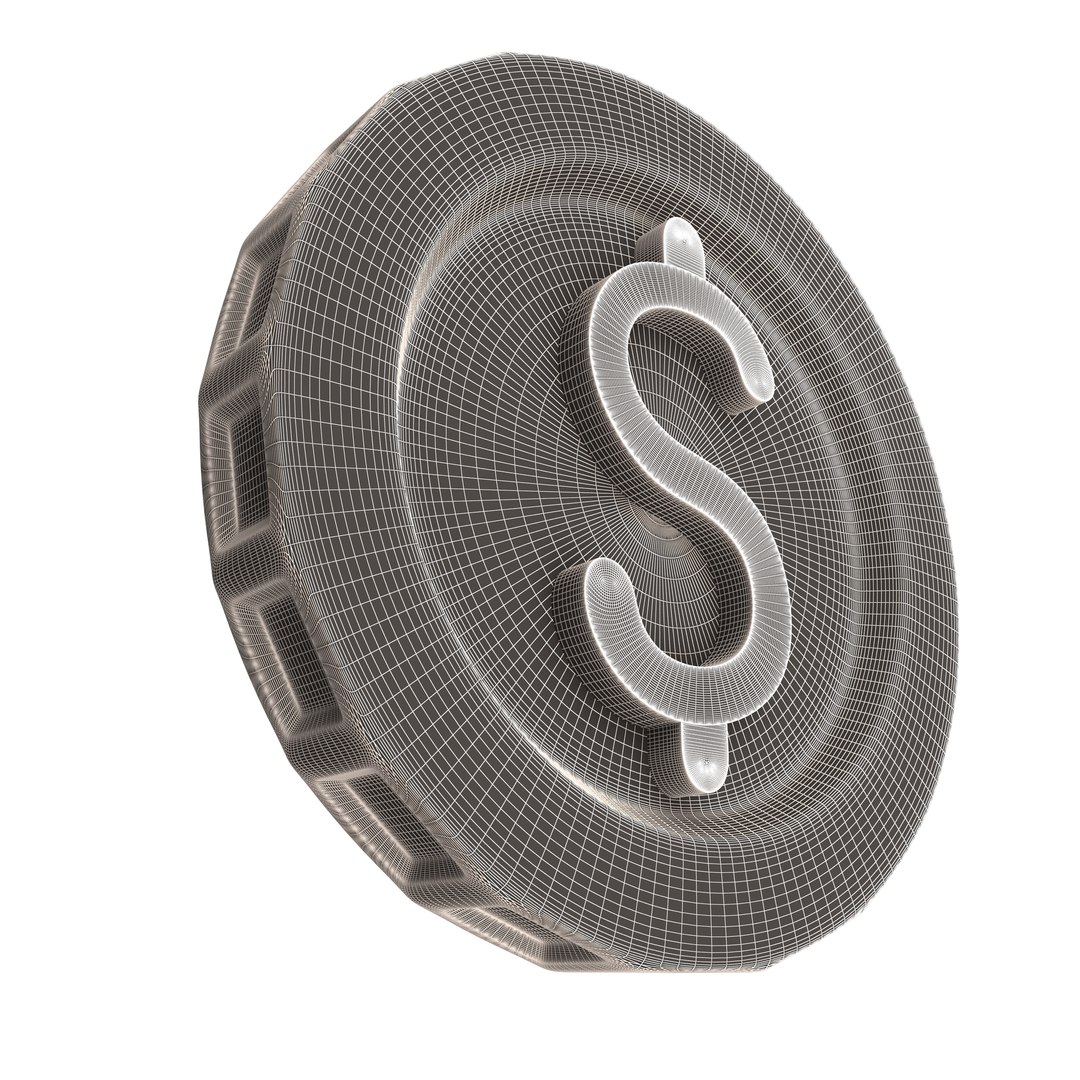 3D Golden Dollar Coin Cartoon Model - TurboSquid 2028510