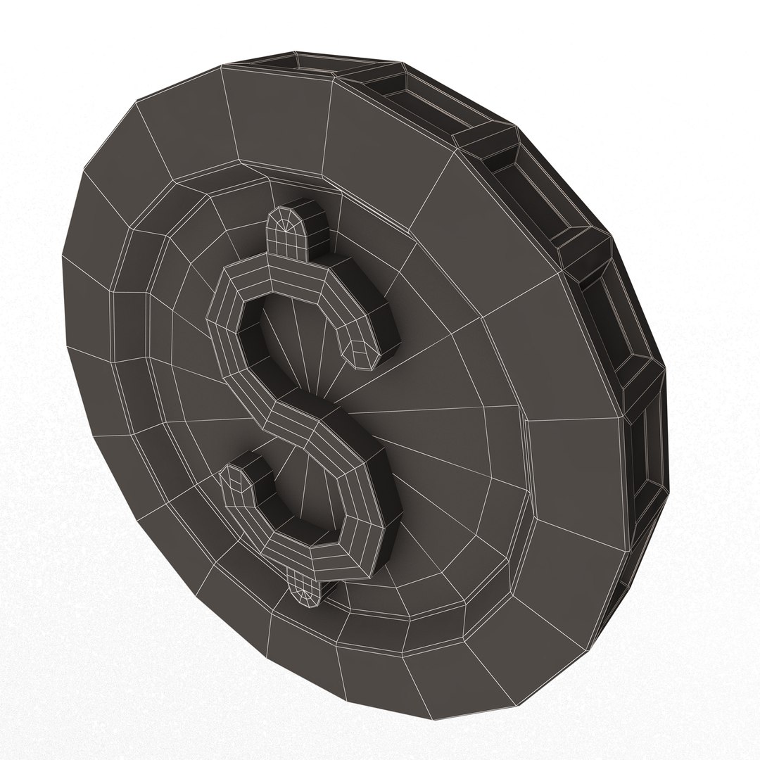 3D Golden Dollar Coin Cartoon Model - TurboSquid 2028510