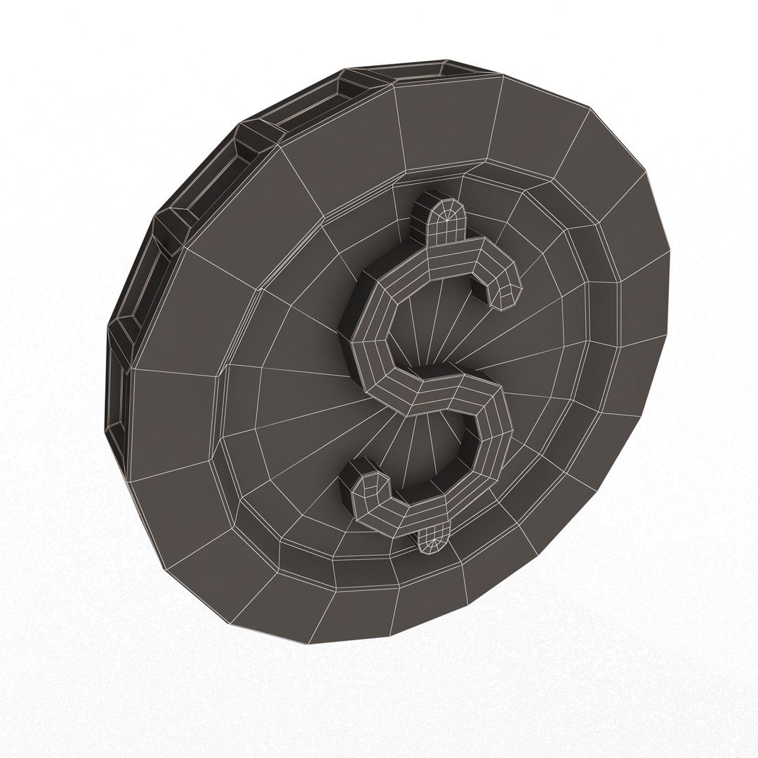 3D Golden Dollar Coin Cartoon Model - TurboSquid 2028510