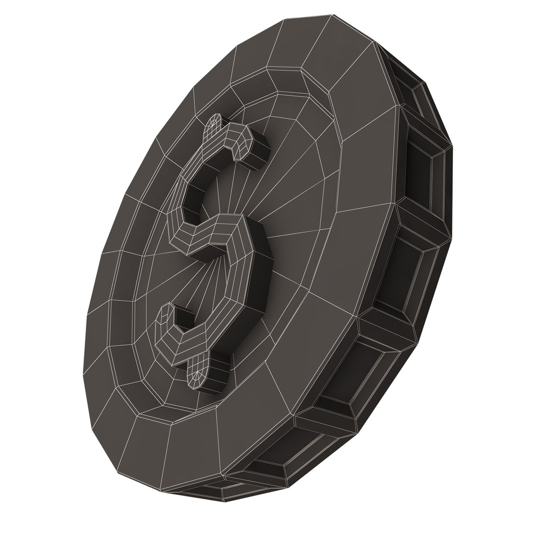 3D Golden Dollar Coin Cartoon Model - TurboSquid 2028510