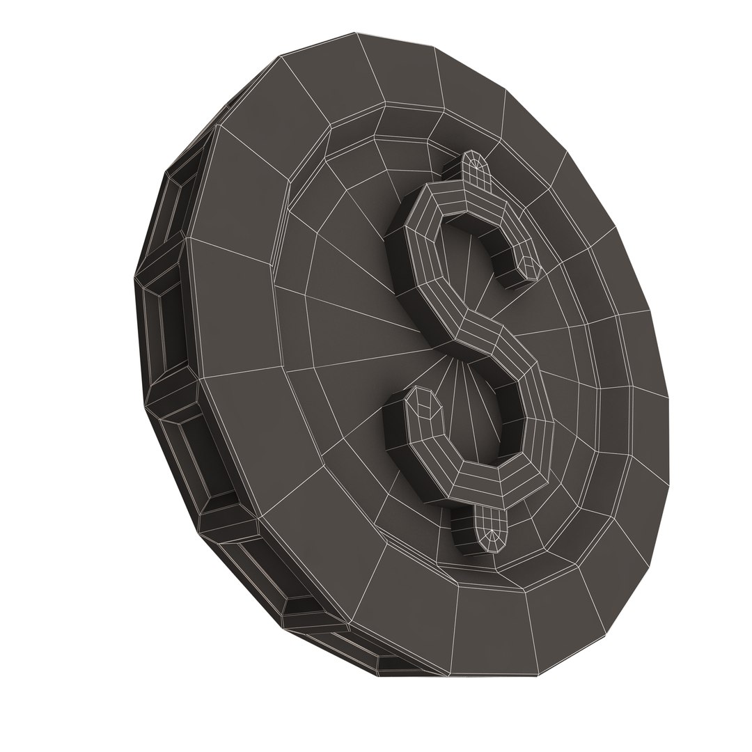 3D Golden Dollar Coin Cartoon Model - TurboSquid 2028510