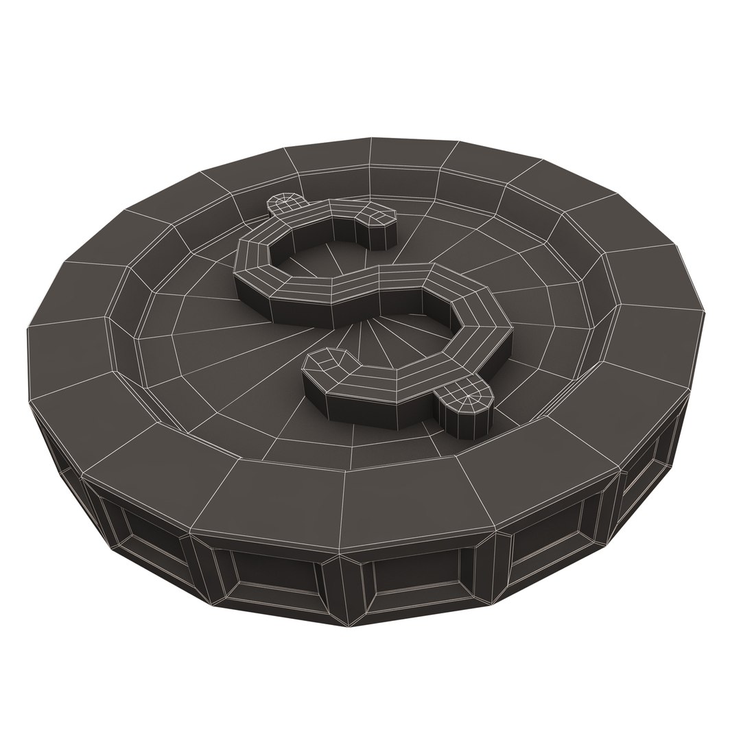 3D Golden Dollar Coin Cartoon Model - TurboSquid 2028510