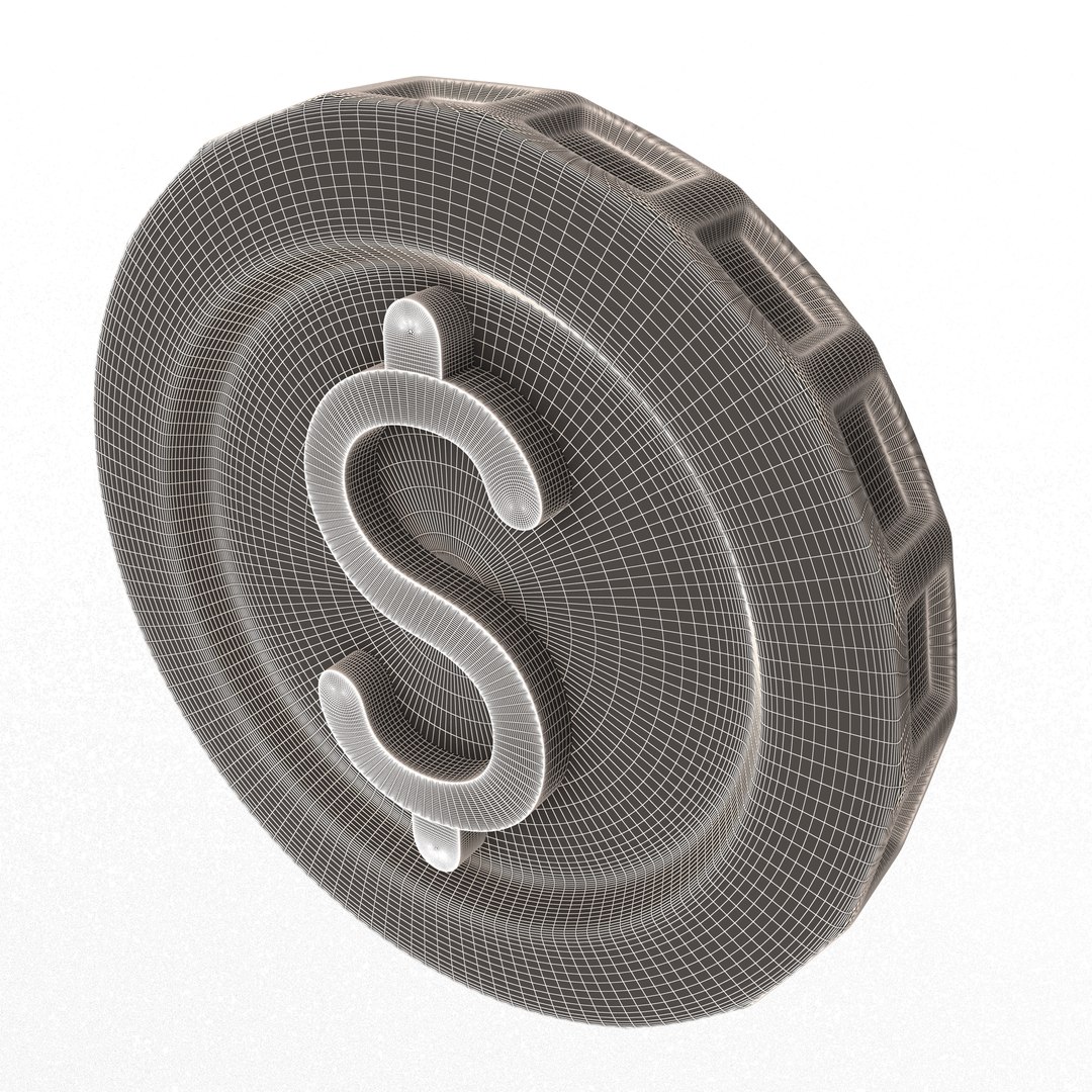 3D Golden Dollar Coin Cartoon Model - TurboSquid 2028510