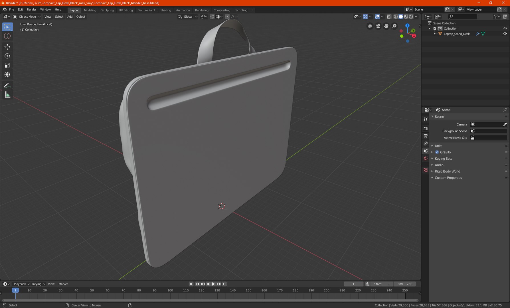 Compact Lap Desk Black 3D Model - TurboSquid 1980641