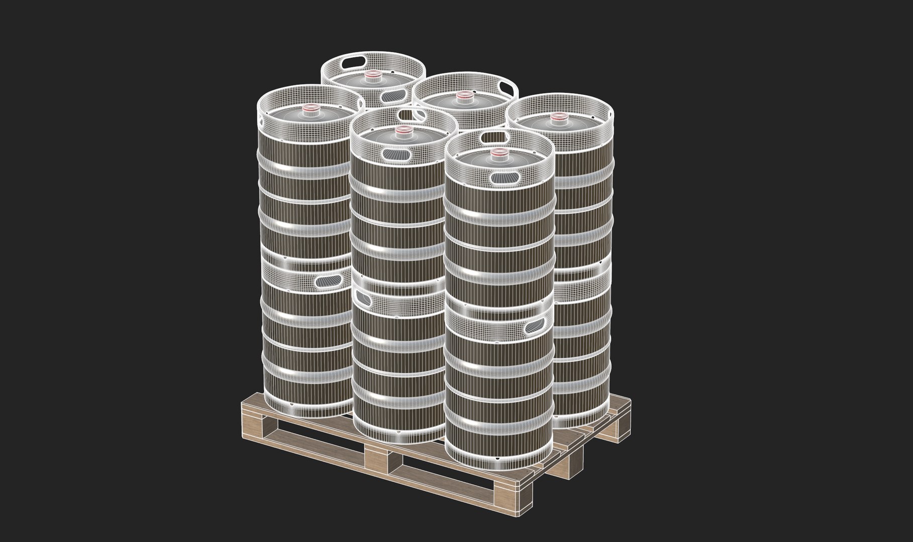 3D Beer Kegs On Wooden Pallet Model - TurboSquid 2292993