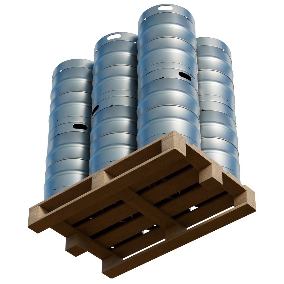 3D Beer Kegs On Wooden Pallet Model - TurboSquid 2292993