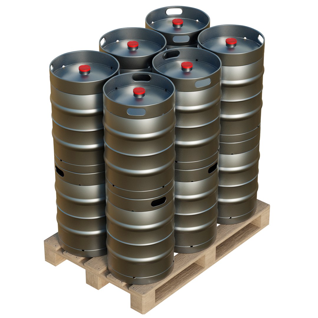 3D Beer Kegs On Wooden Pallet Model - TurboSquid 2292993