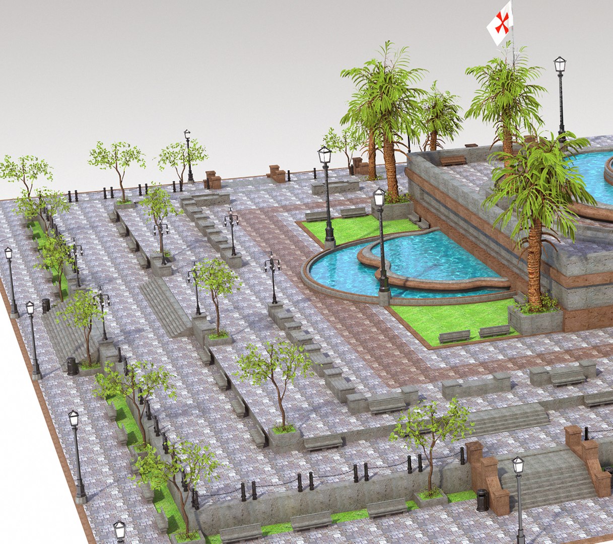 Square Plaza 3D Model - TurboSquid 1206993
