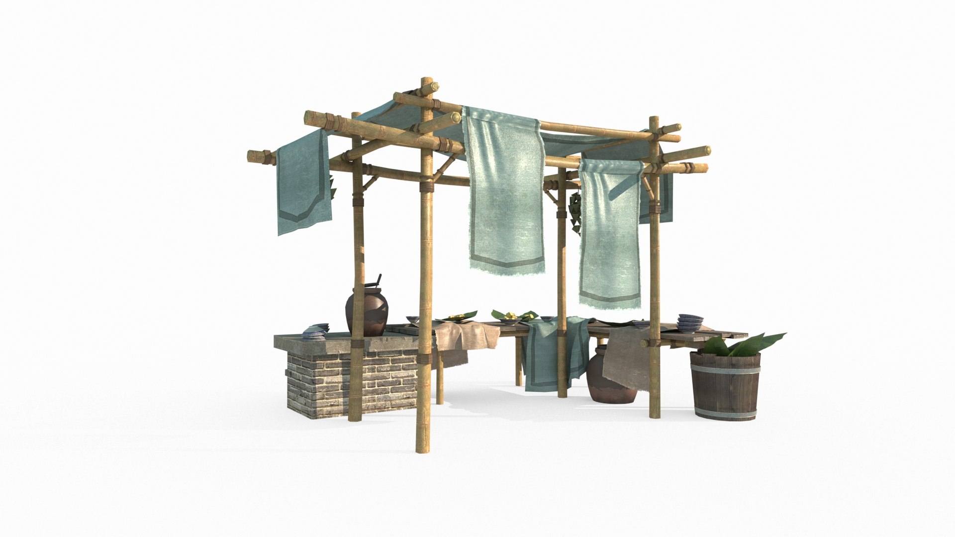 3D Ancient Market Stall Model - TurboSquid 2116042