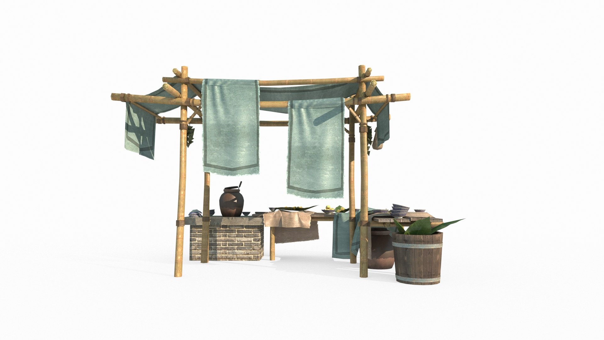 3D Ancient Market Stall Model - TurboSquid 2116042