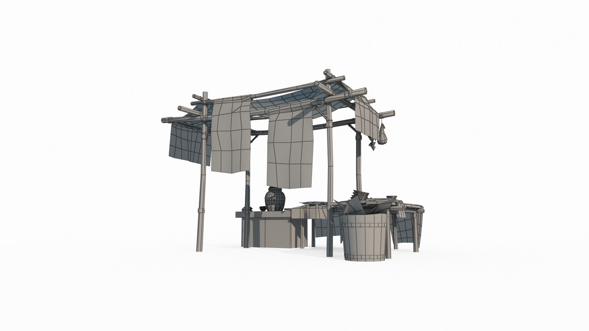 3D Ancient Market Stall Model - TurboSquid 2116042