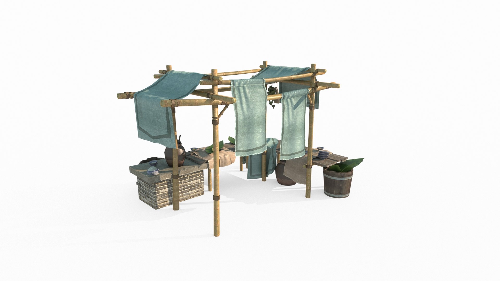 3D Ancient Market Stall Model - TurboSquid 2116042