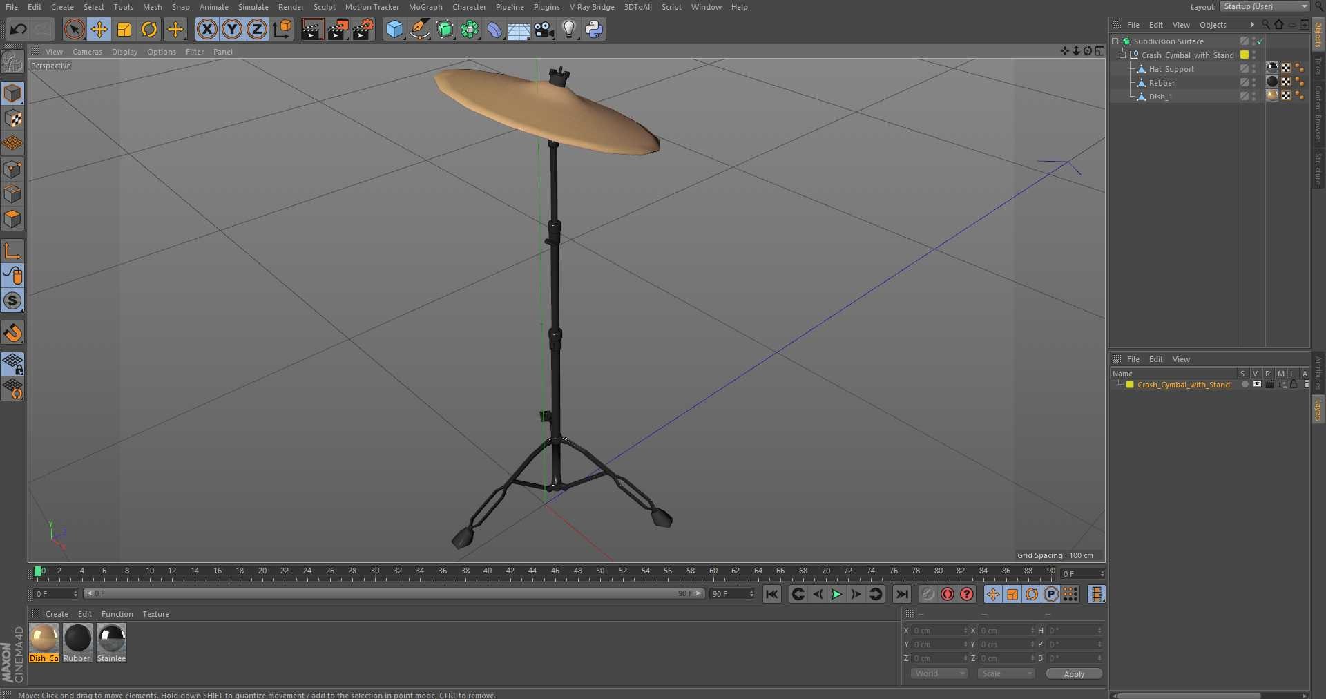 3D Model Crash Cymbal With Stand - TurboSquid 2179950