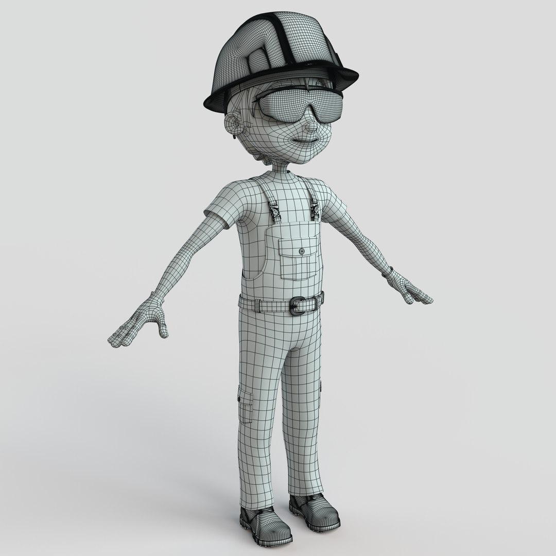 Cartoon Worker 3D Model - TurboSquid 1491824